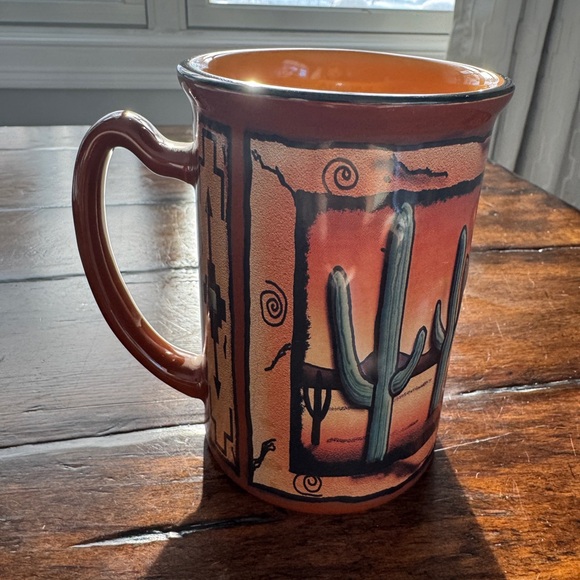 Dining | Southwestern Cactus Design Mug Brown And Orange | Poshmark